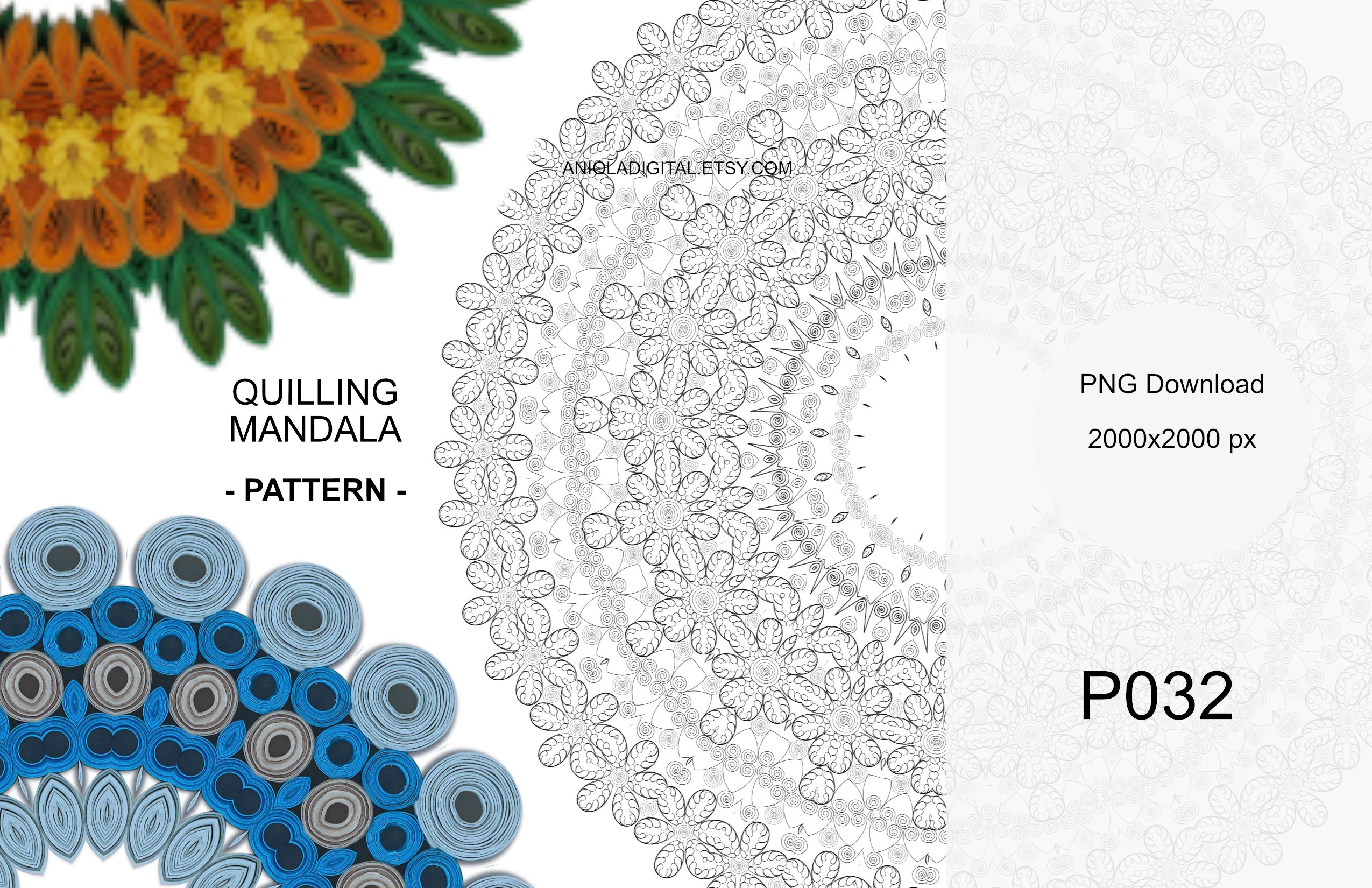 Quilling Mandala PNG Download Pattern P032 - Etsy