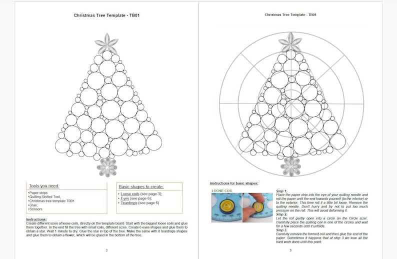 Quilled Christmas Tree Template, DIY Paper Decoration (digital Download ...