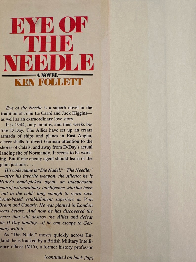 Eye of the Needle, by Ken Follett - Etsy