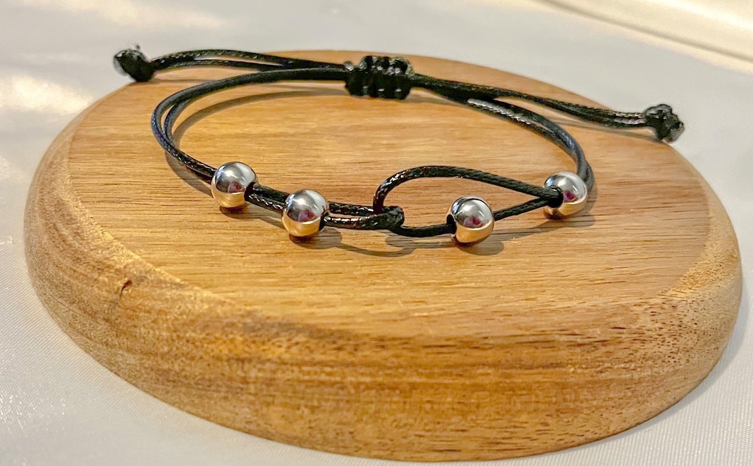 Fidget Bracelet: Stainless Steel Bead, Anxiety Relief, Adjustable Cord ...