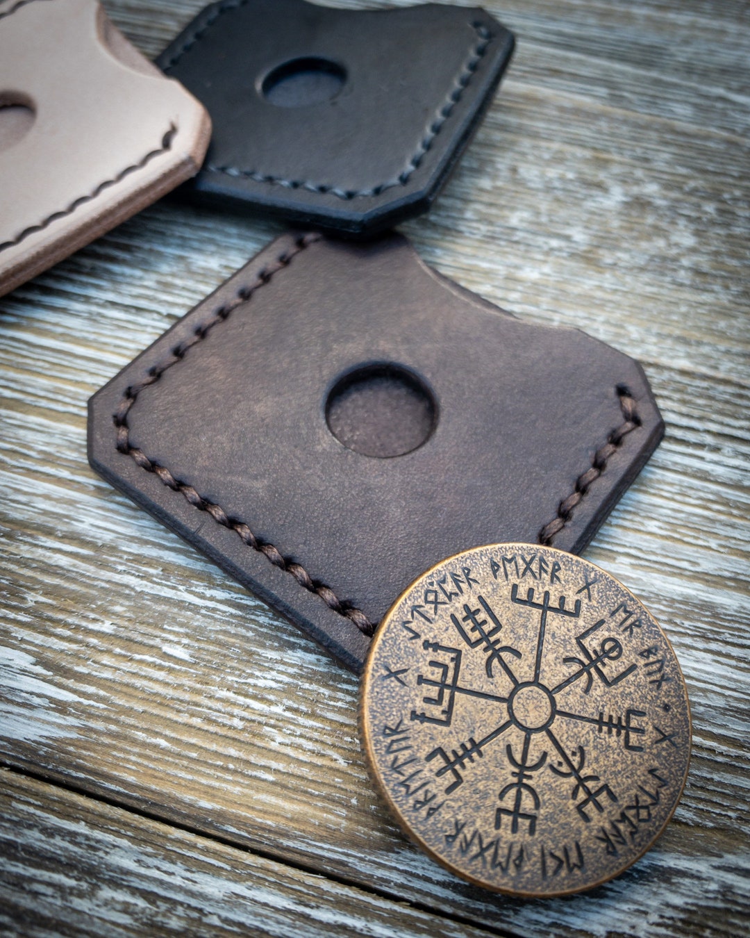 The Porthole - Leather EDC Challenge Coin Slip Case - Etsy