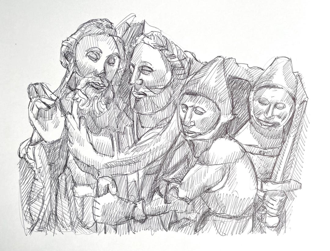 Betrayal of Christ Ink Drawing: Medieval Sculpture Art, the Met ...