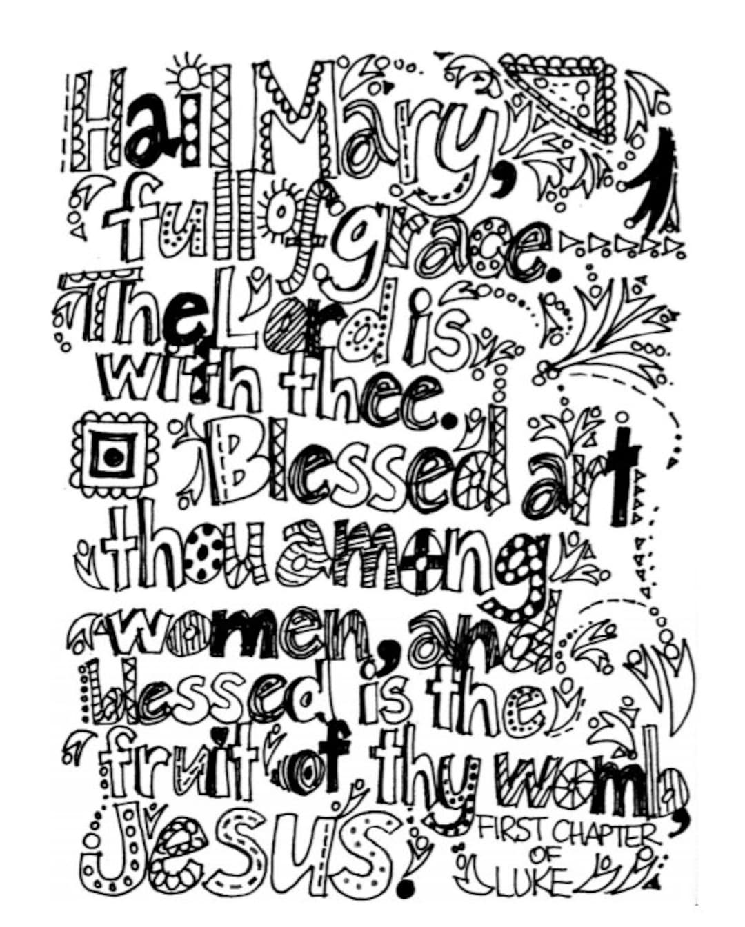 Hail Mary Hand Drawn Lettering - Etsy