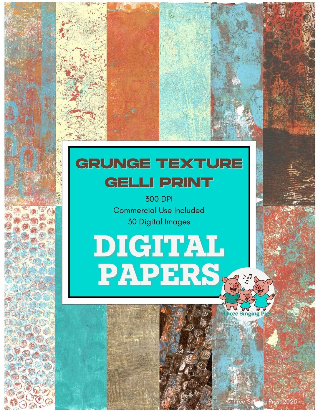 Grunge Texture Gelli Print Digital Papers - Etsy