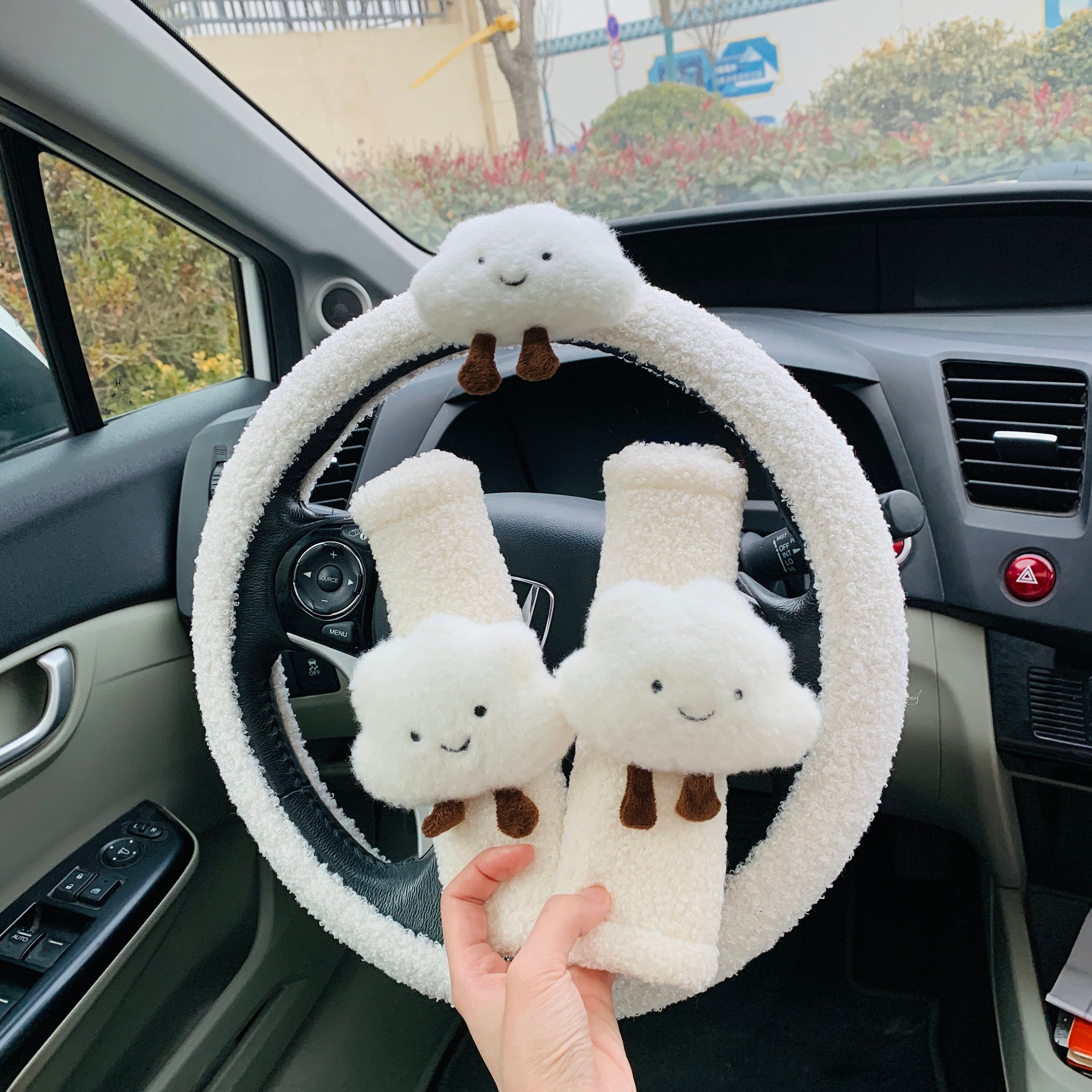 Steering Wheel Cover Cute Smiley Cloud for Women Kawaii Leaf - Etsy UK