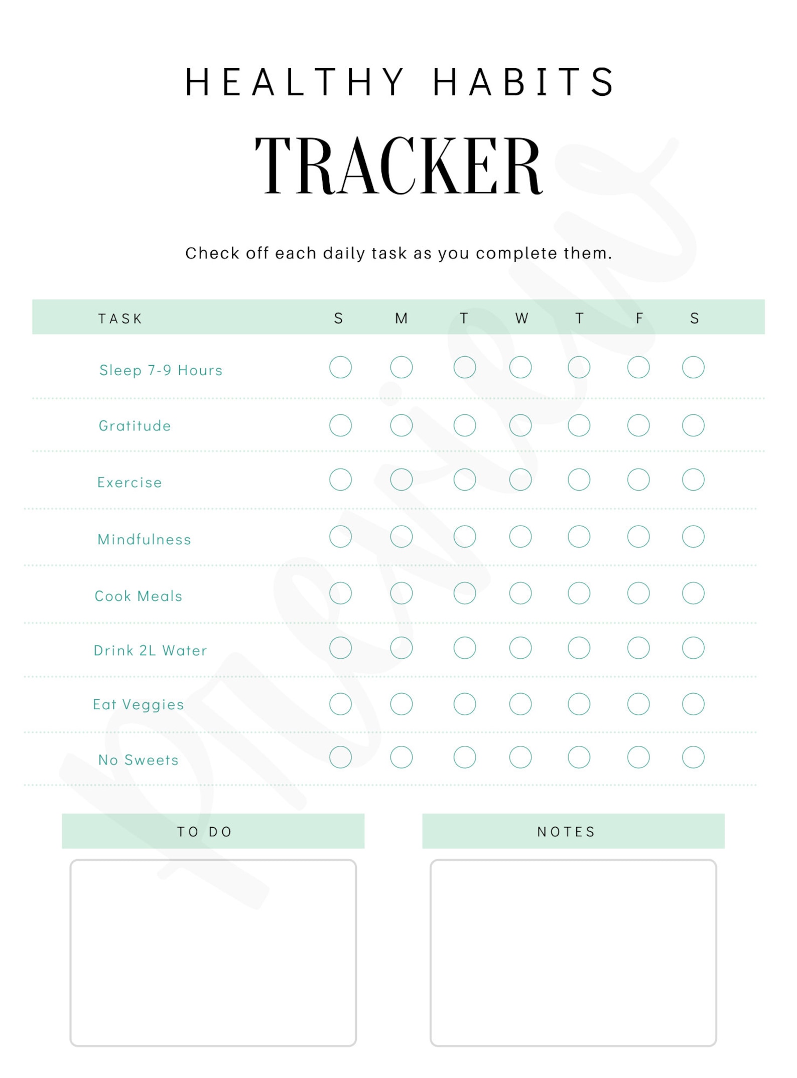Healthy Habits Tracker Checklist Healthy Lifestyle Fillable PDF ...