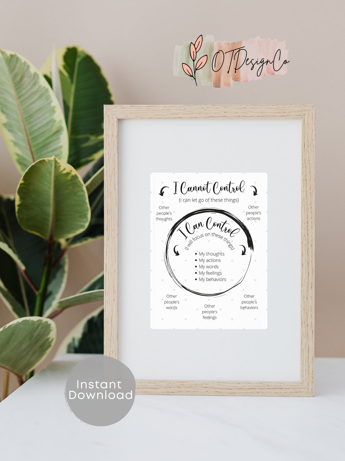 Circle of Control Therapy Tool Therapist Aid Mental Health Resource ...