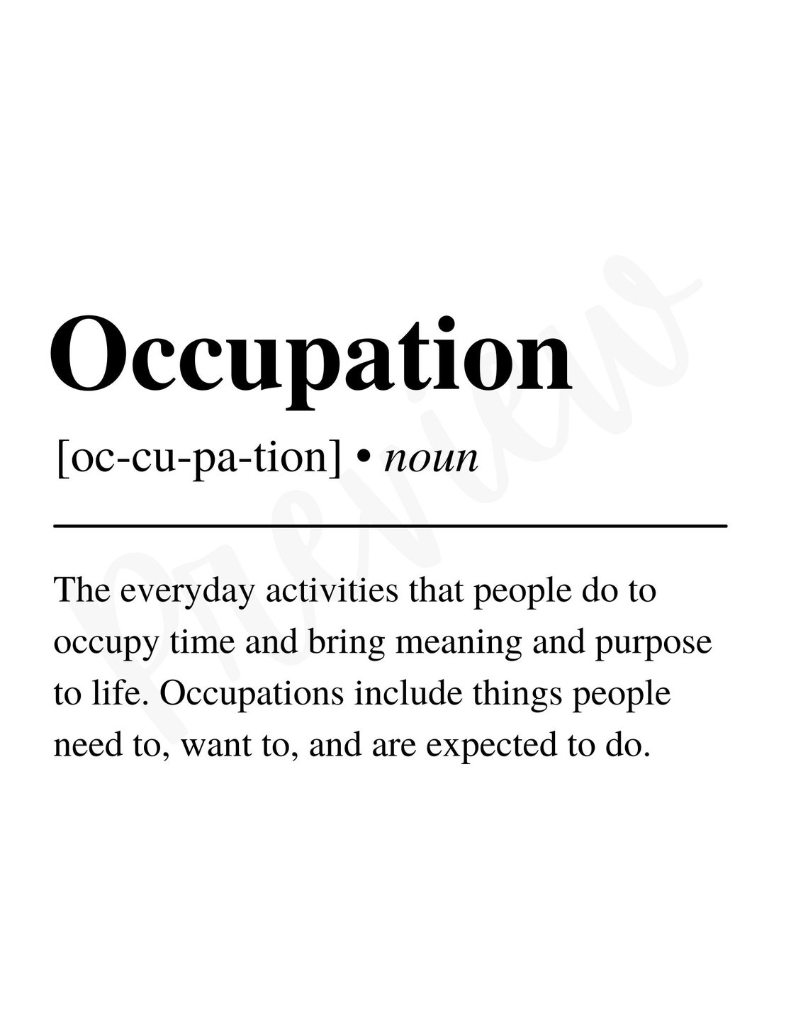 Occupational Therapy Poster Occupation Definition Office Decor PDF ...