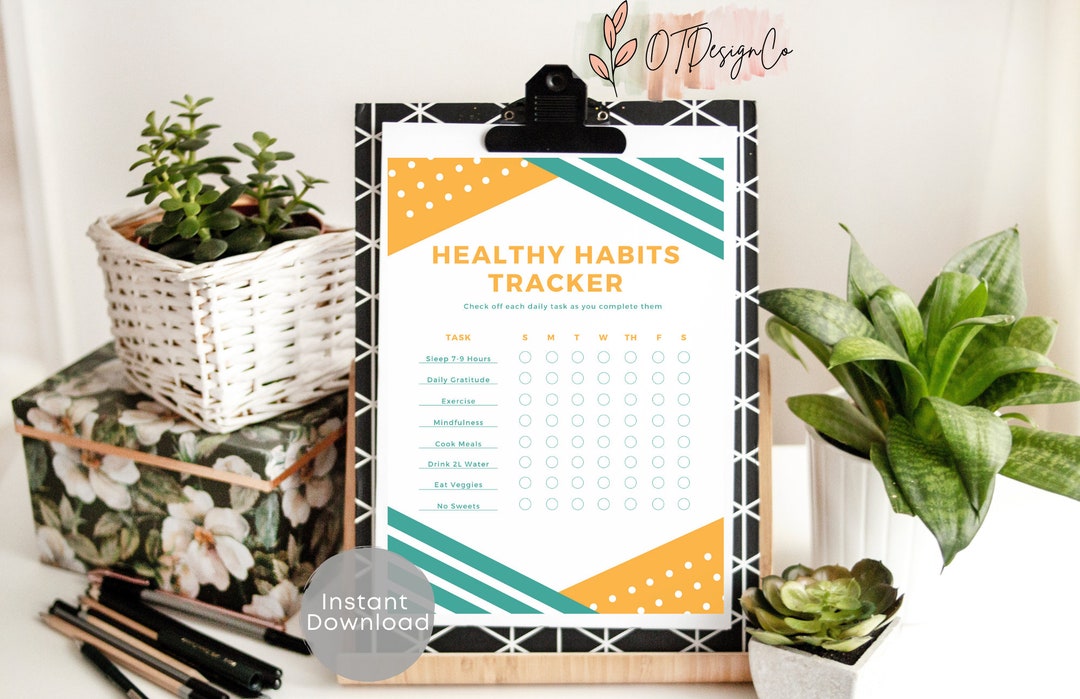 Healthy Habits Tracker Checklist Healthy Lifestyle Fillable PDF ...