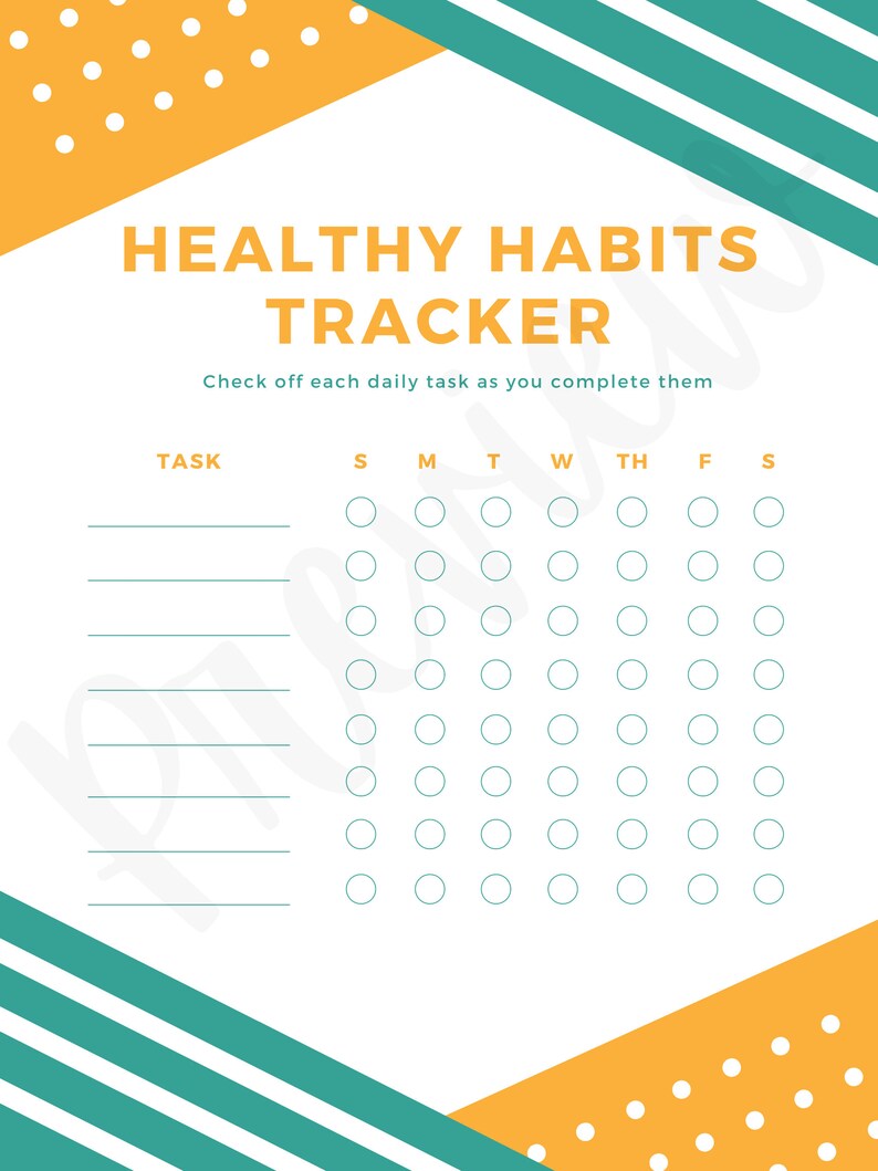 Healthy Habits Tracker Checklist Healthy Lifestyle Fillable PDF ...
