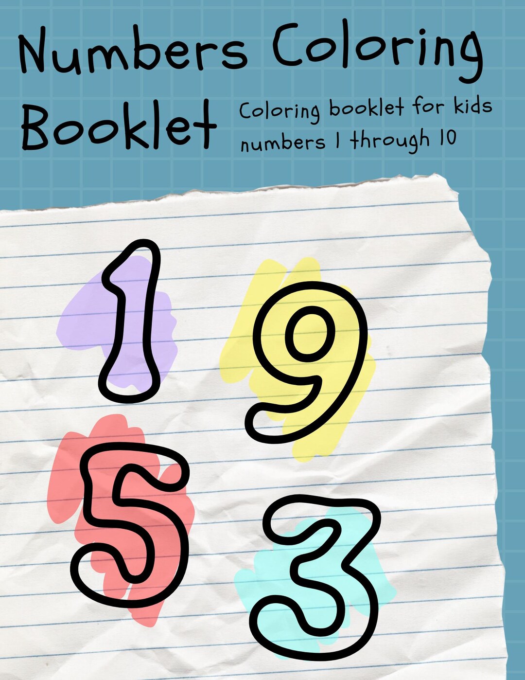Simple Numbers 1-10 Coloring Pages for Kids - Etsy