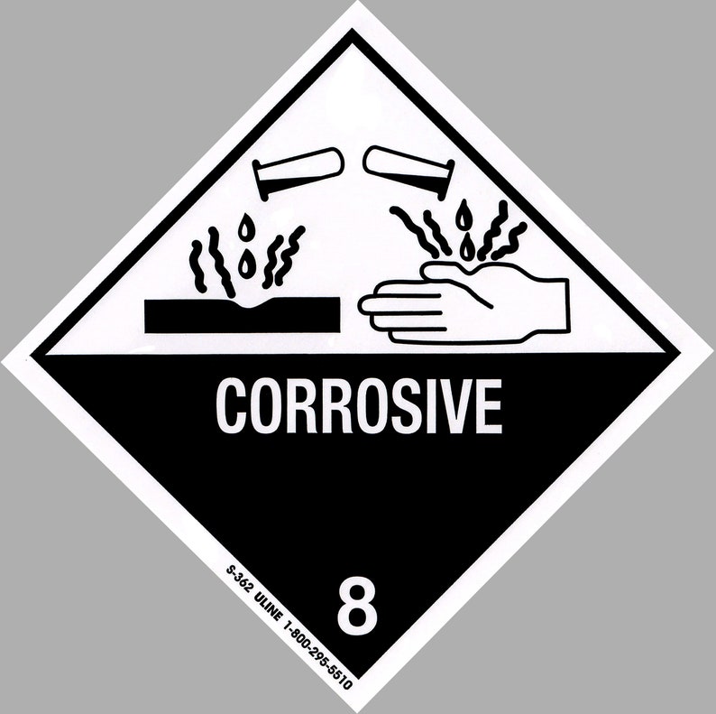 Corrosive Decal 4"x4" | Made in USA | Dot Transportation Hazard Sticker ...