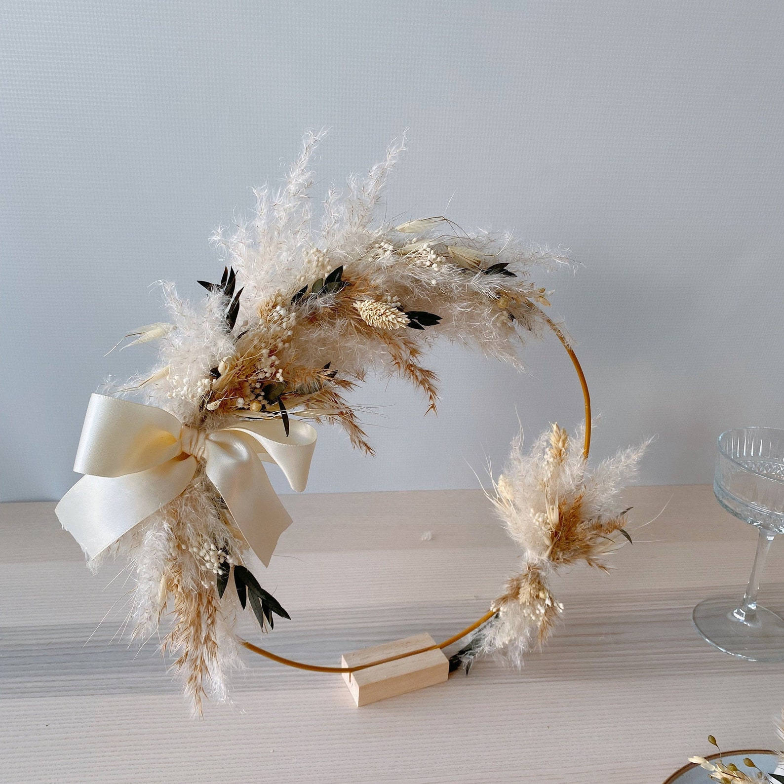 Dried Flower Pampas Grass Hoop Decoration Table Centerpiece - Etsy