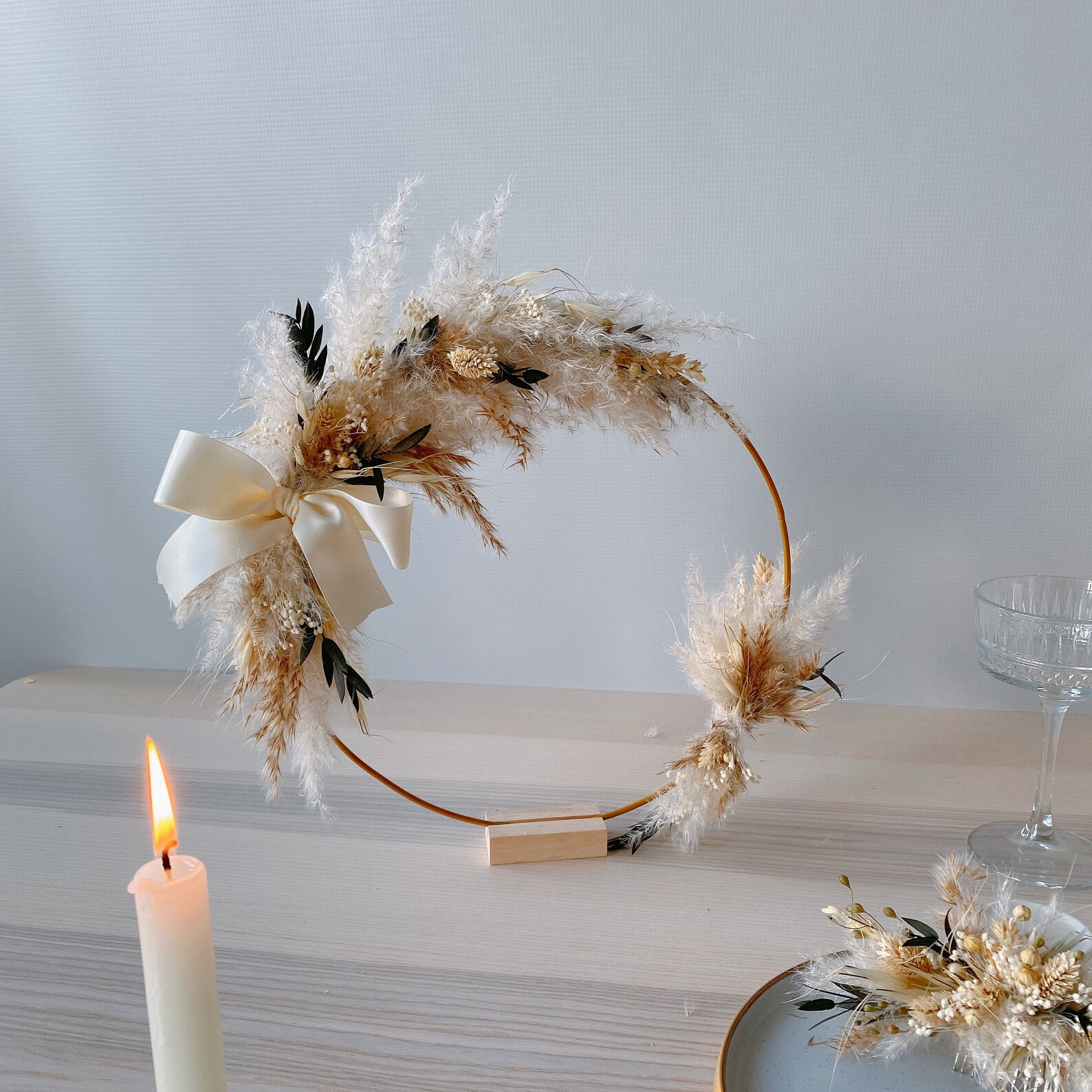 Dried Flower Pampas Grass Hoop Decoration Table Centerpiece - Etsy