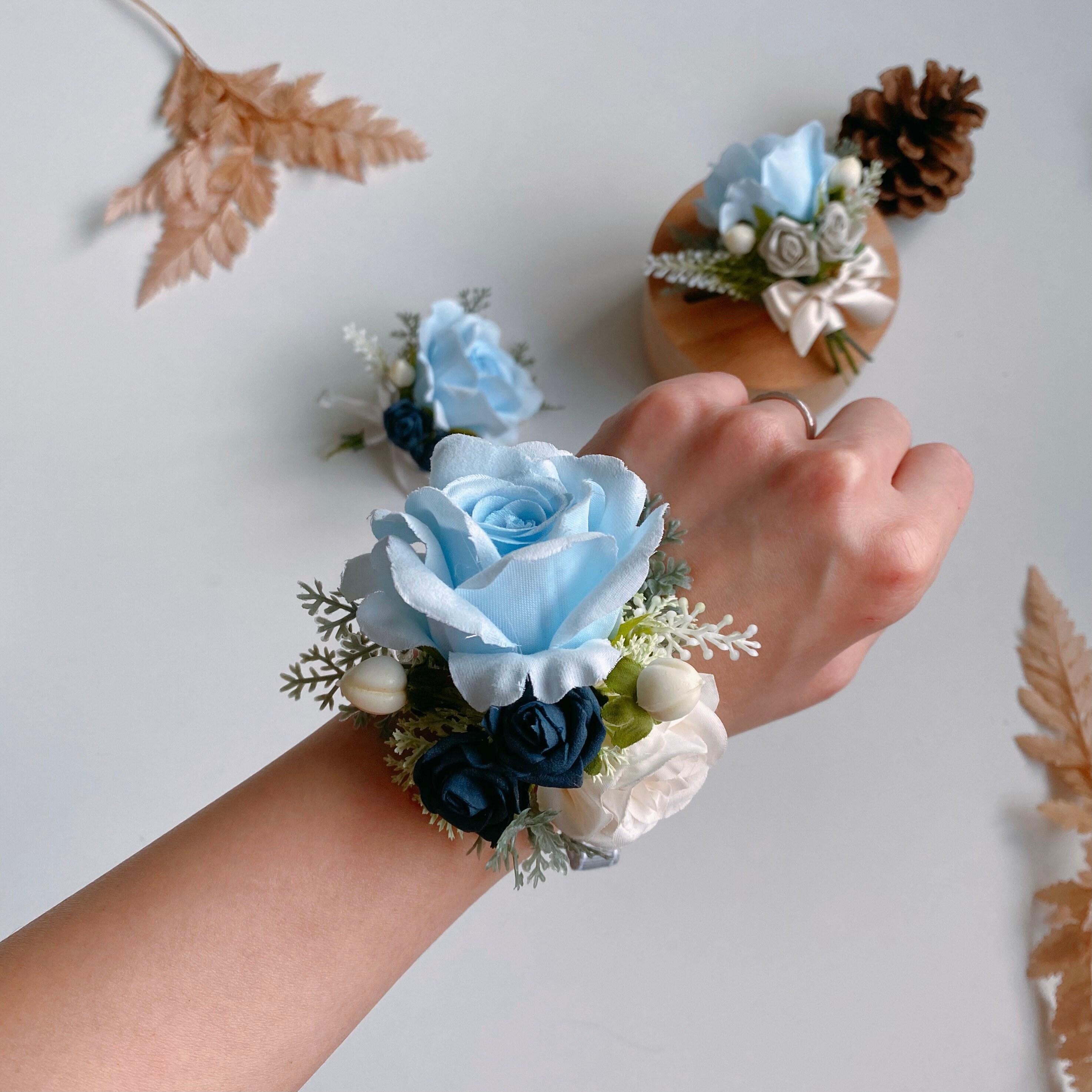 Baby Blue Boutonniere Wedding Corsage Wrist Corsage Prom - Etsy UK