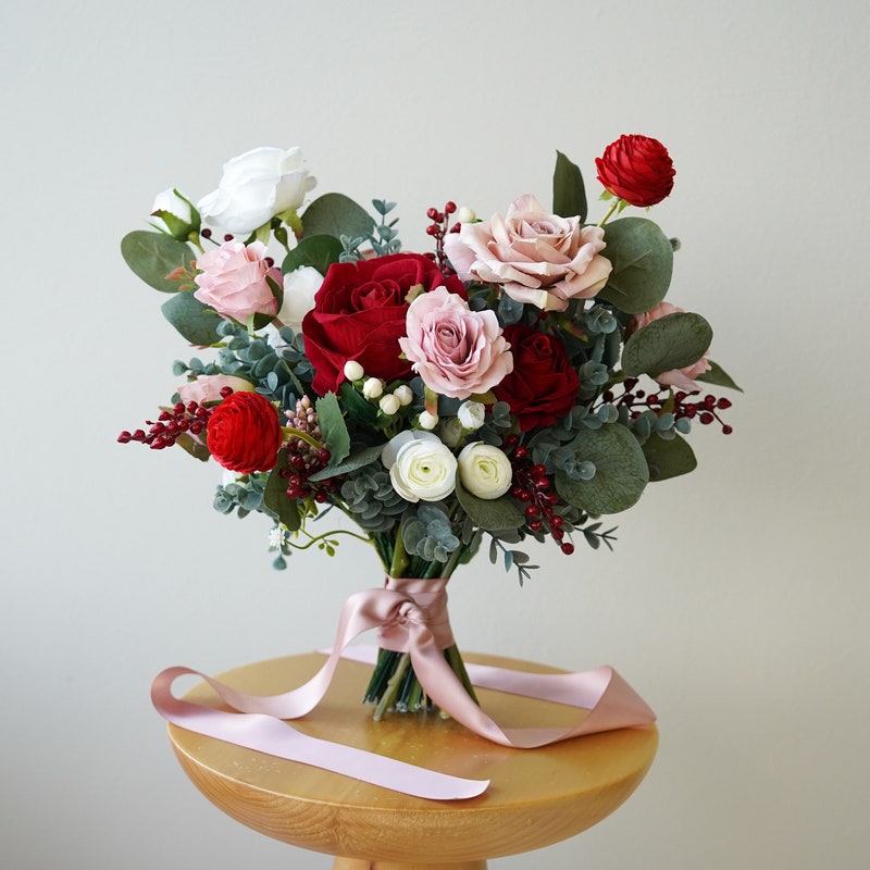 Red and Pink Bouquet - Etsy