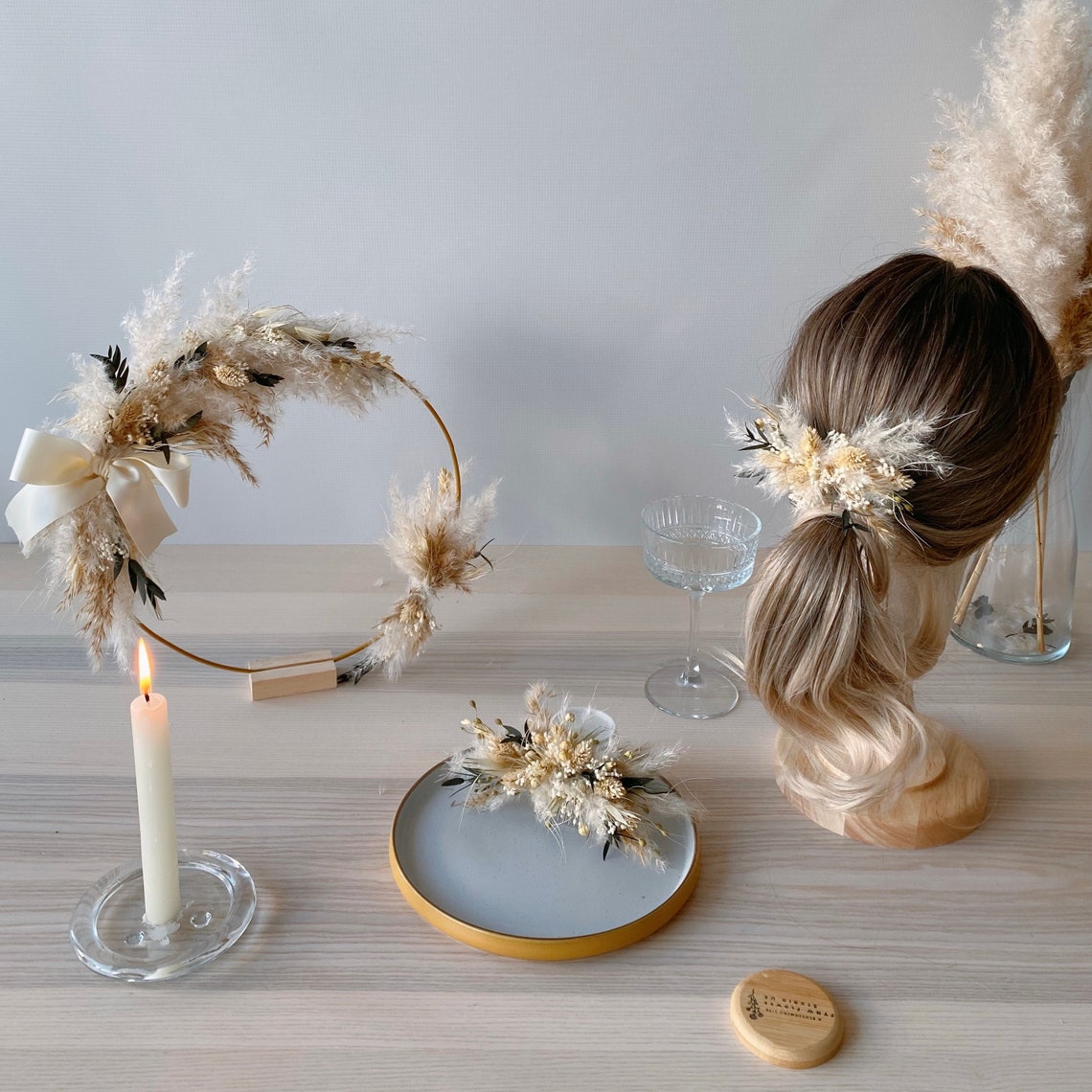 Dried Flower Pampas Grass Hoop Decoration Table Centerpiece - Etsy
