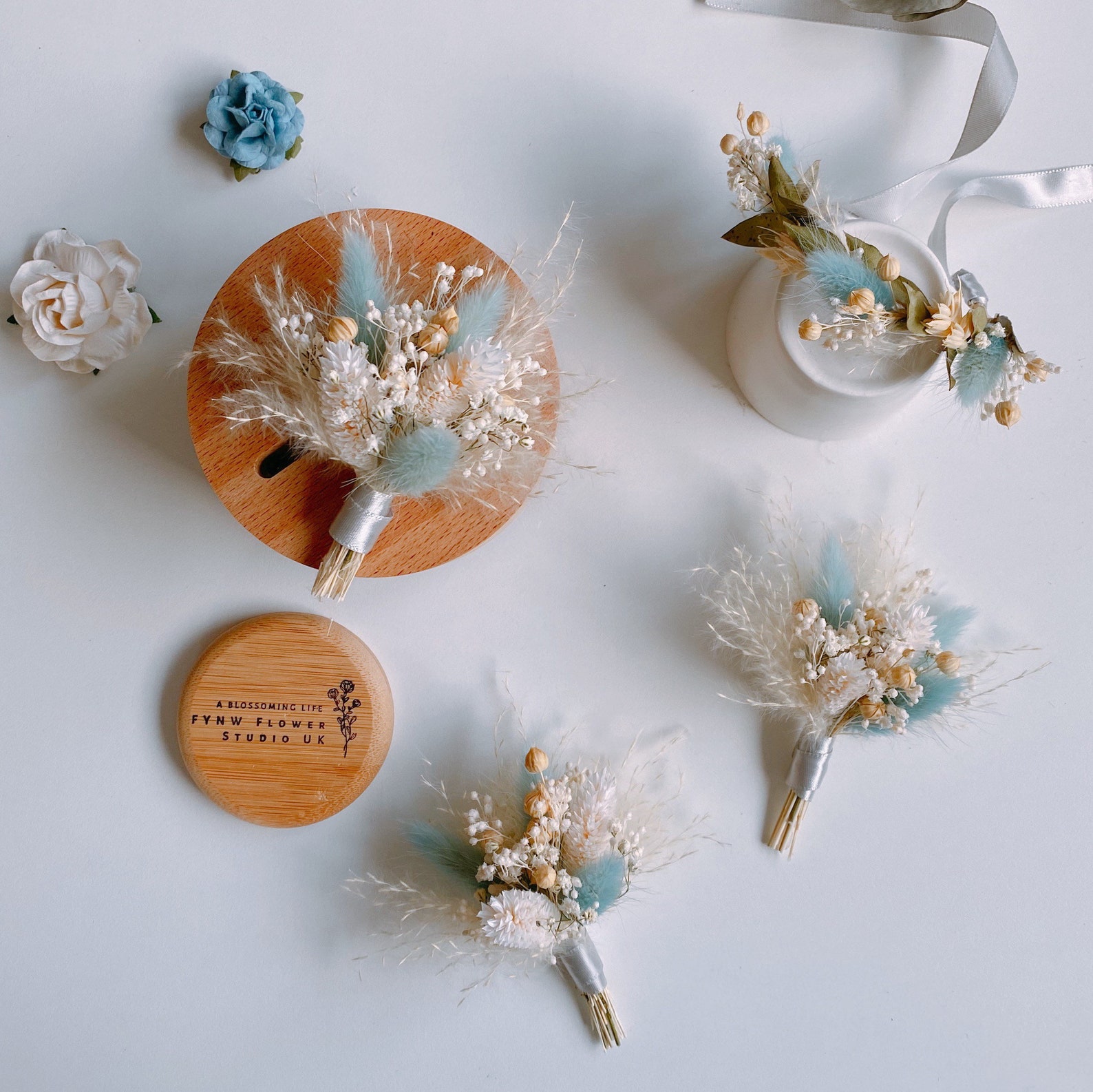 Baby Blue Dried Flower Boutonniere Wedding Corsage Wrist - Etsy