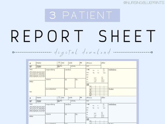 3 Patient Nurse Report Sheet - Etsy