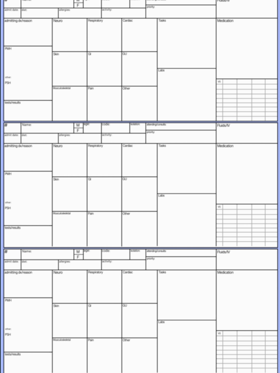 3 Patient Nurse Report Sheet | Etsy