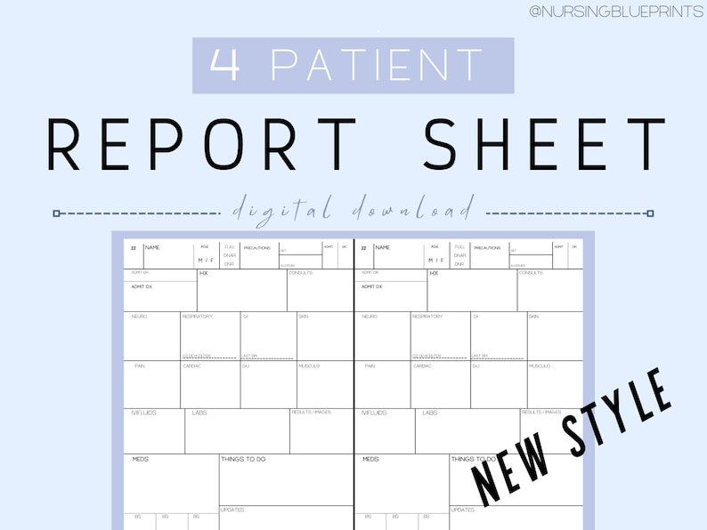 4 Patient Report/brain Sheet for Nurses - Etsy
