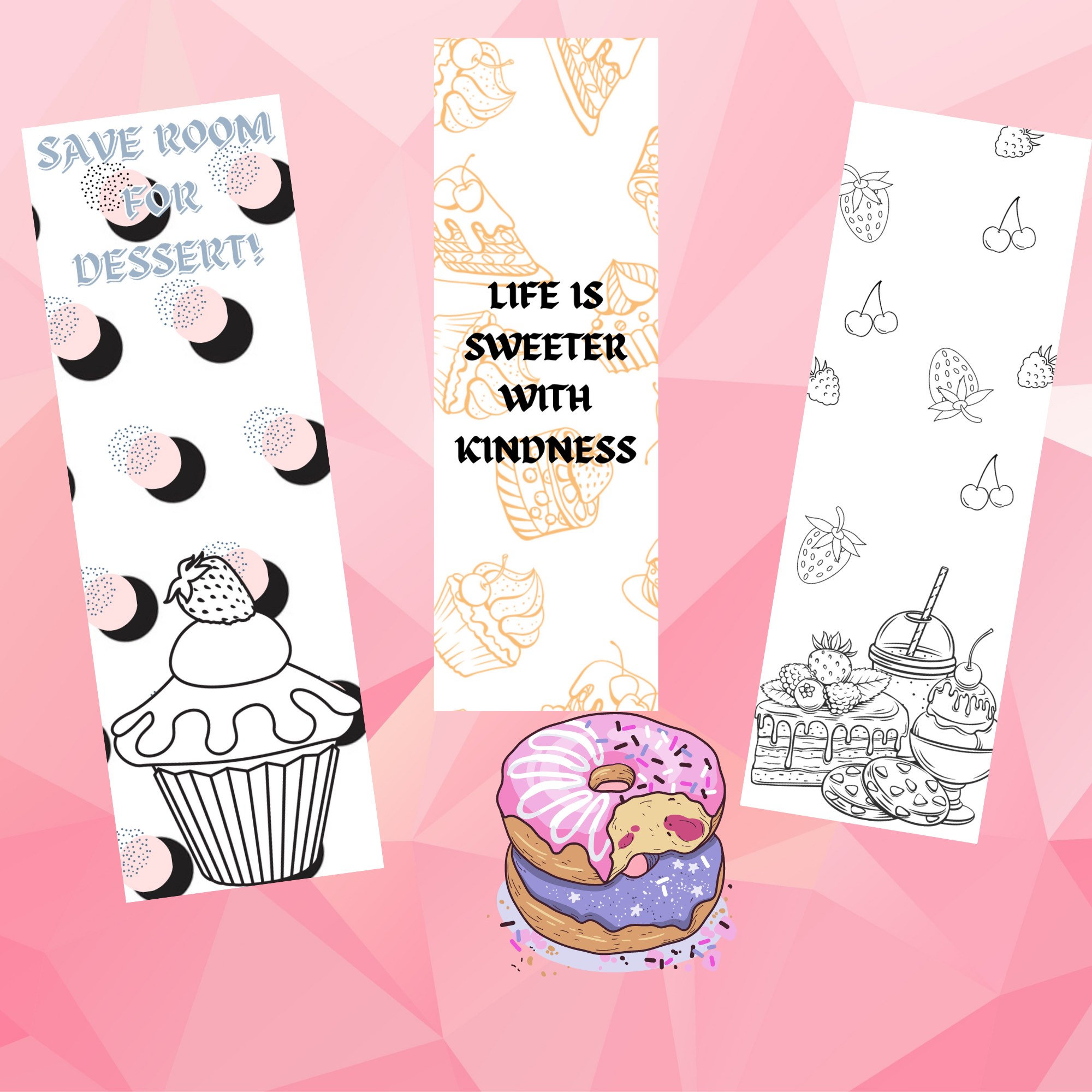 Customizable Coffee, Donuts and More Printable Bookmarks, Instant ...