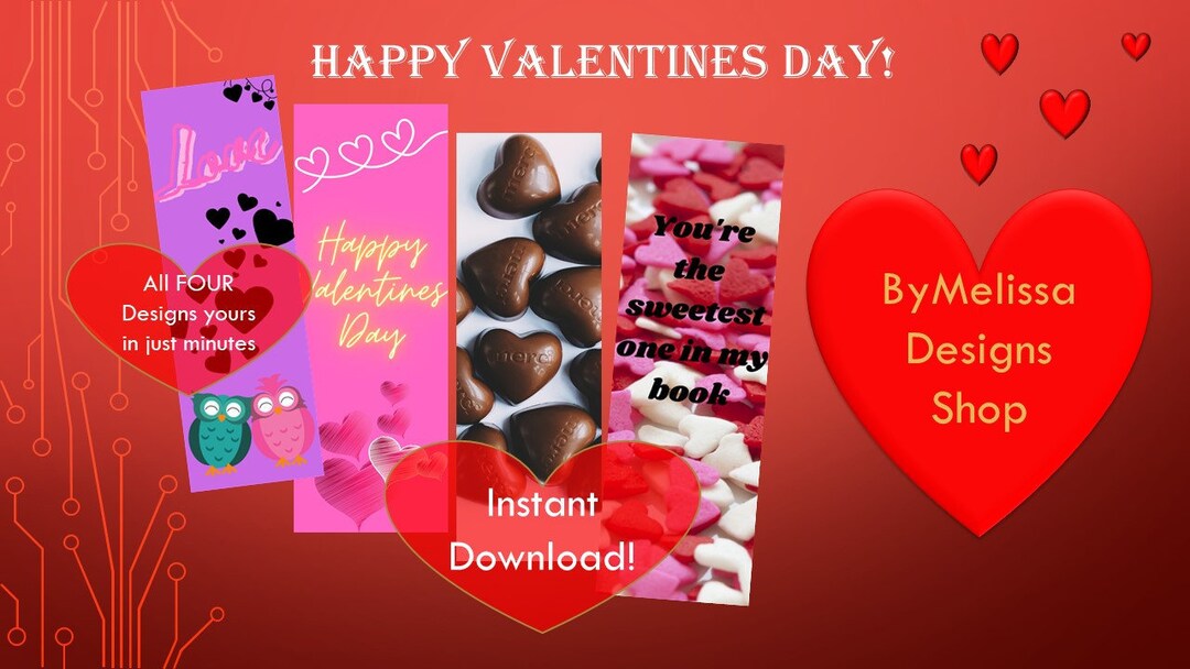 Printable Valentines Day Bookmarks, Hearts, Love, Candy, Sweet ...