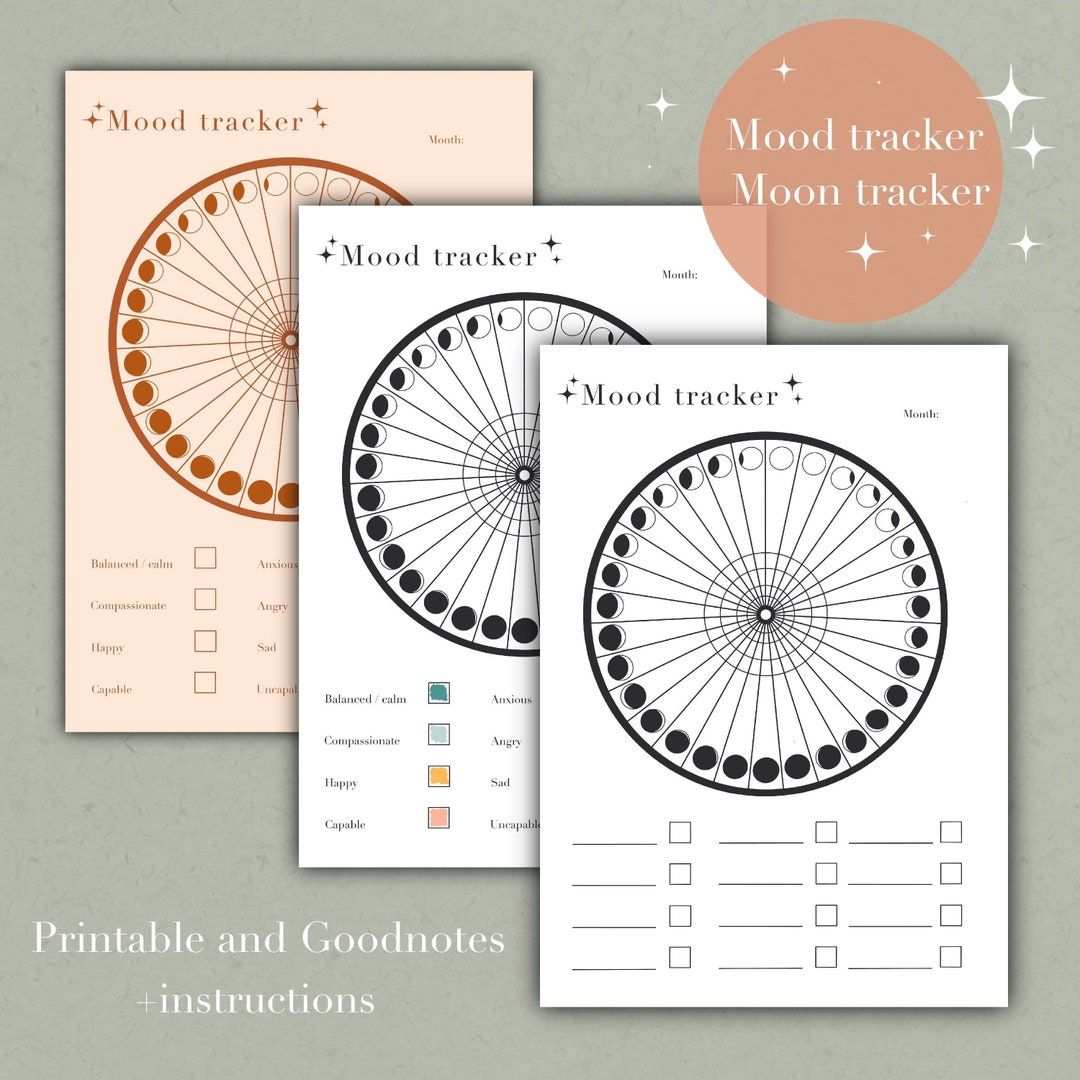Mood Tracker, Pdf Moon Tracker, Mood Tracker Ipad, Period Tracker, Mood ...