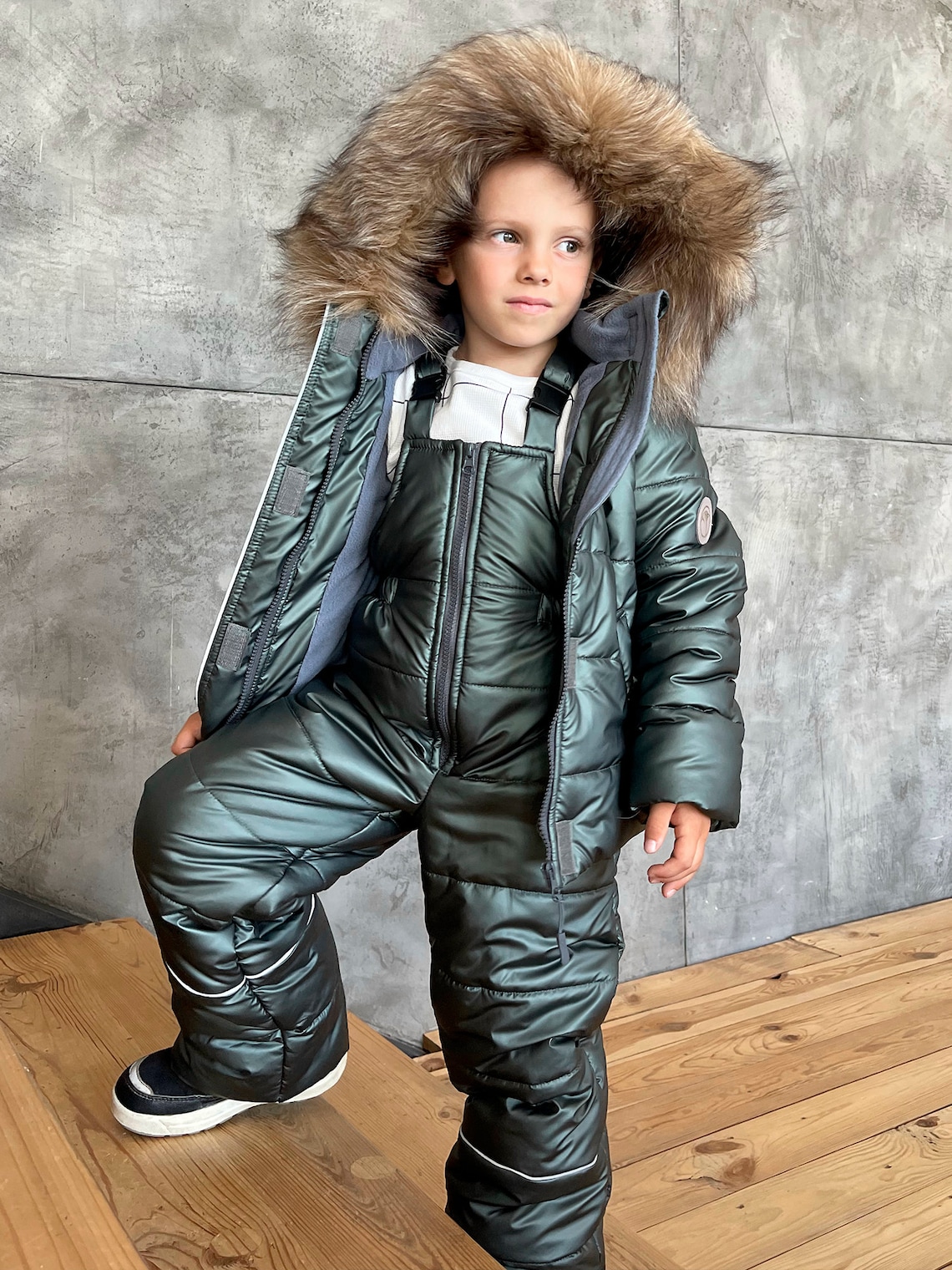 Boys Snowsuit, Down Jacket With Hood and Ski Trousers, Winter Clothing ...