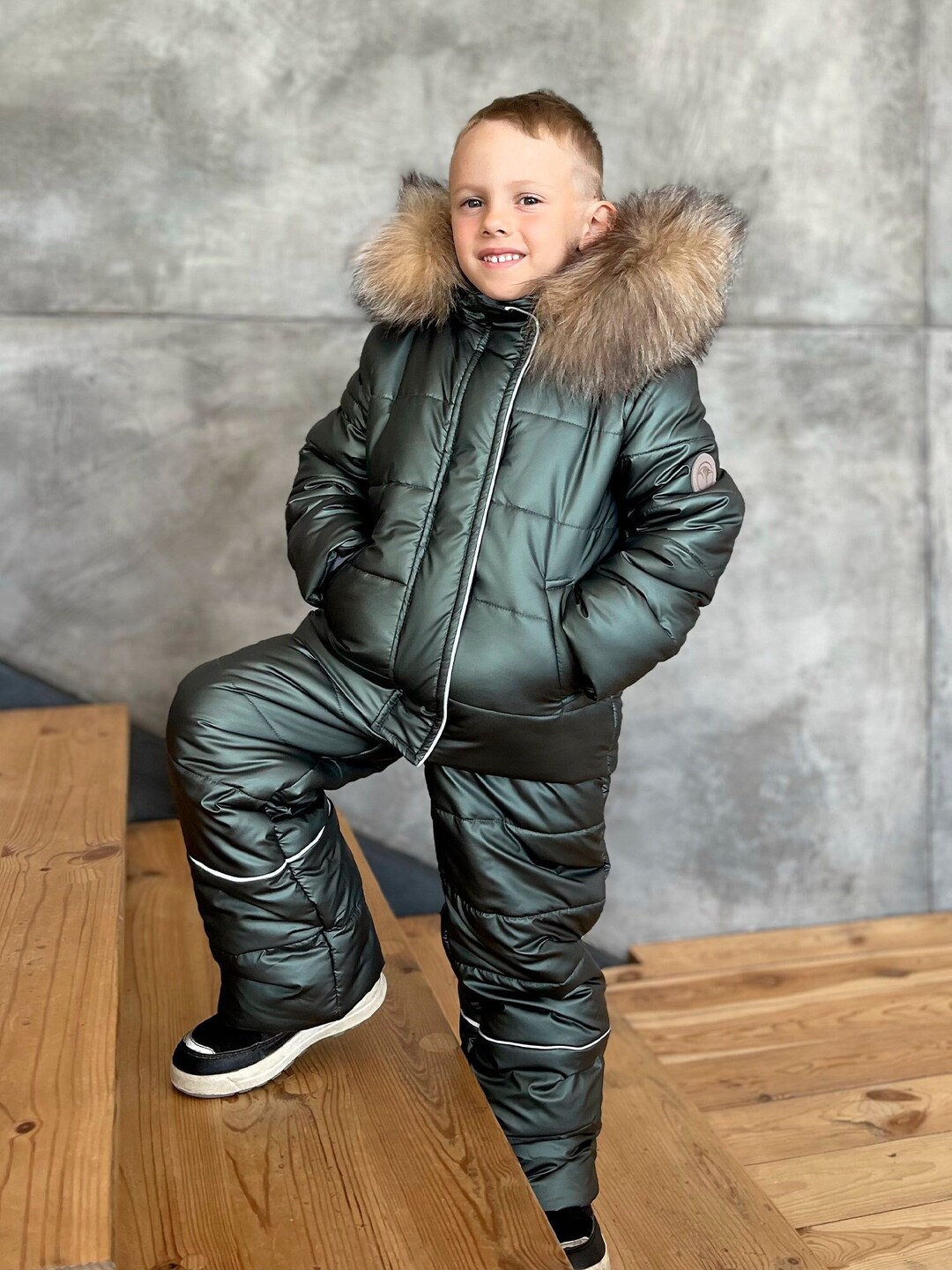 Boys Snowsuit, Down Jacket With Hood and Ski Trousers, Winter Clothing ...