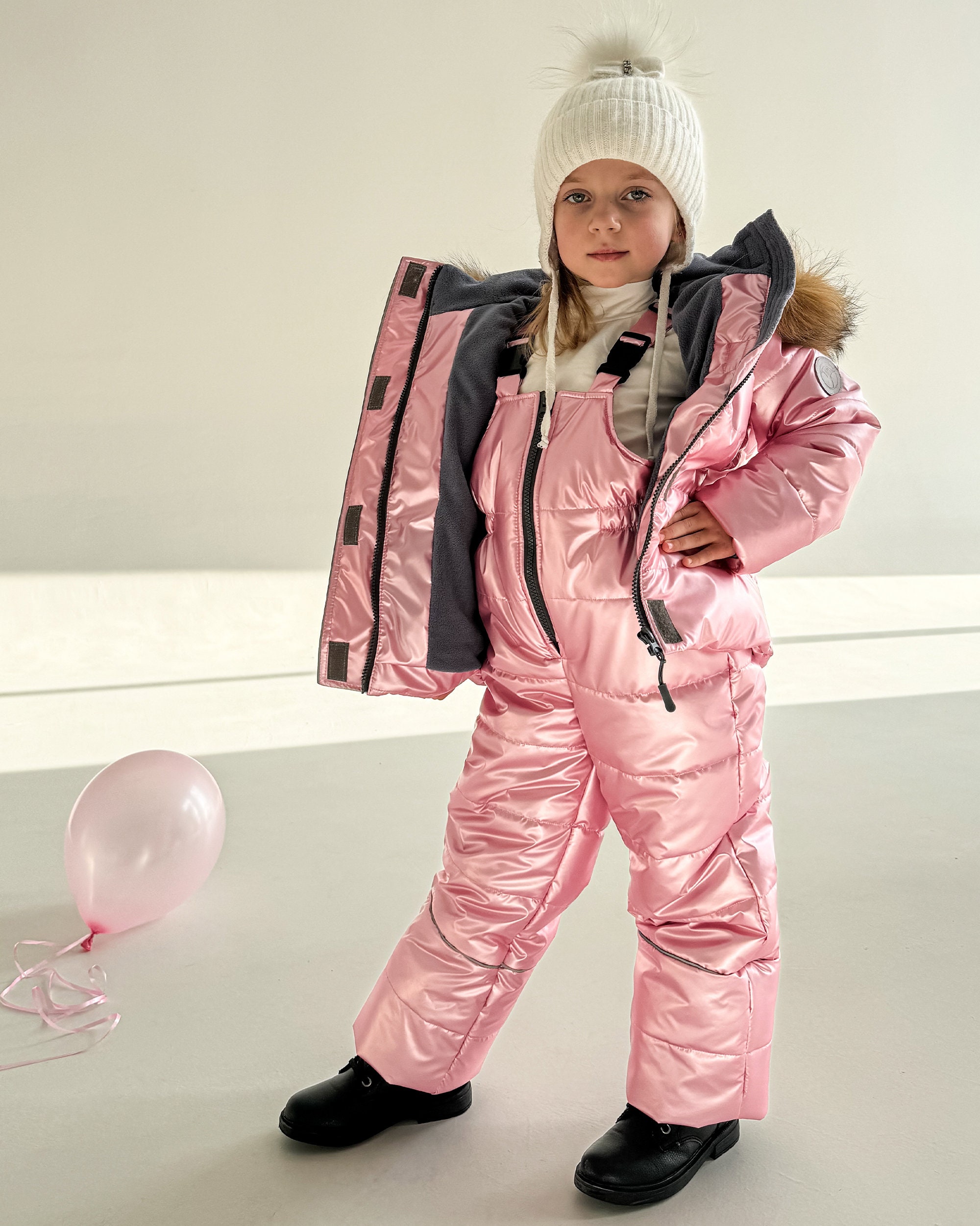 Girls Snowsuit, Down Jacket With Hood and Ski Trousers, Winter Clothing ...