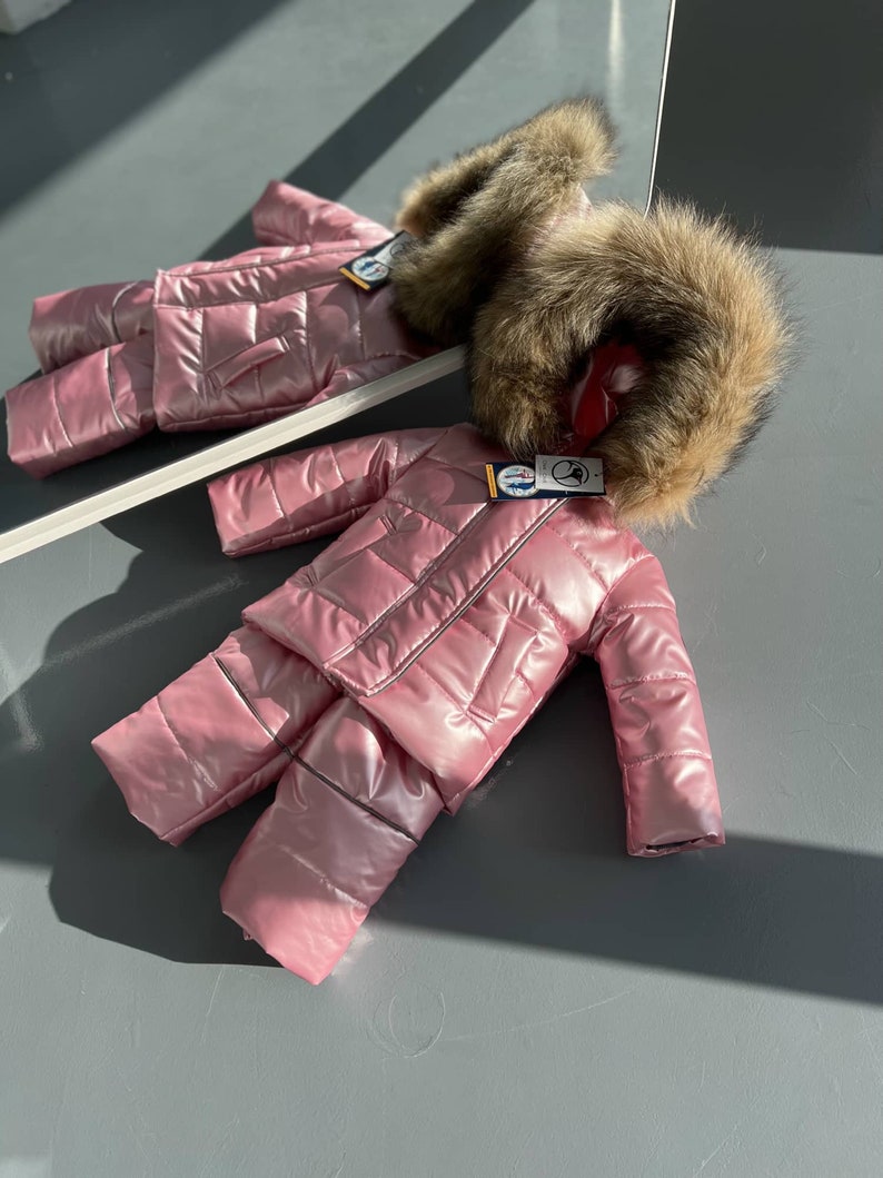 Girls Snowsuit, Down Jacket With Hood and Ski Trousers, Winter Clothing ...