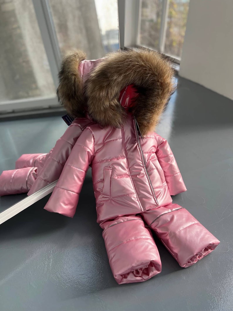Girls Snowsuit, Down Jacket With Hood and Ski Trousers, Winter Clothing ...