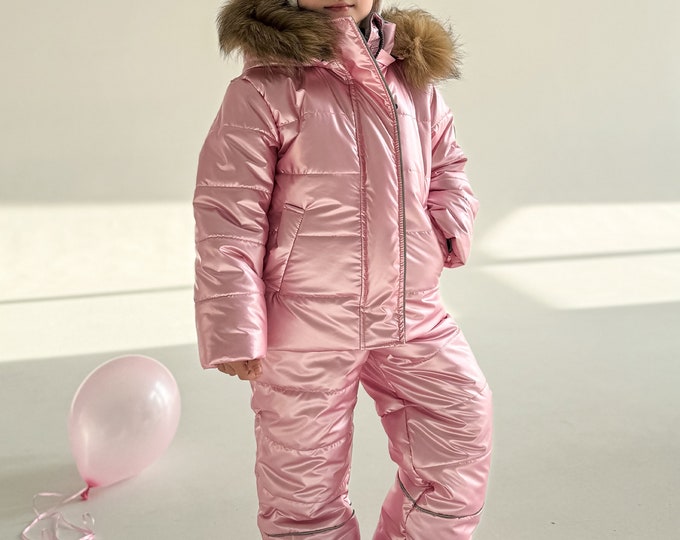Girls Snowsuit, Down Jacket With Hood and Ski Trousers, Winter Clothing ...