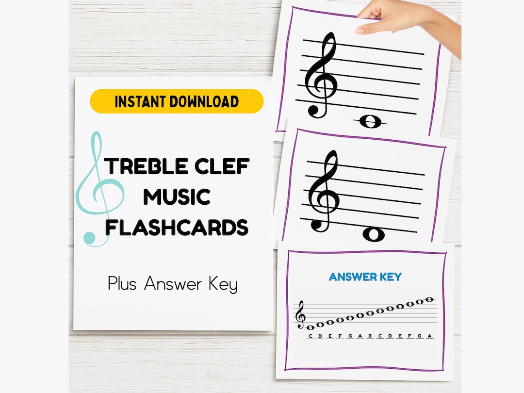 Treble Clef Flashcards – Music Education, Beginner Students (digital ...