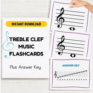 Treble Clef Flashcards – Music Education, Beginner Students (digital ...