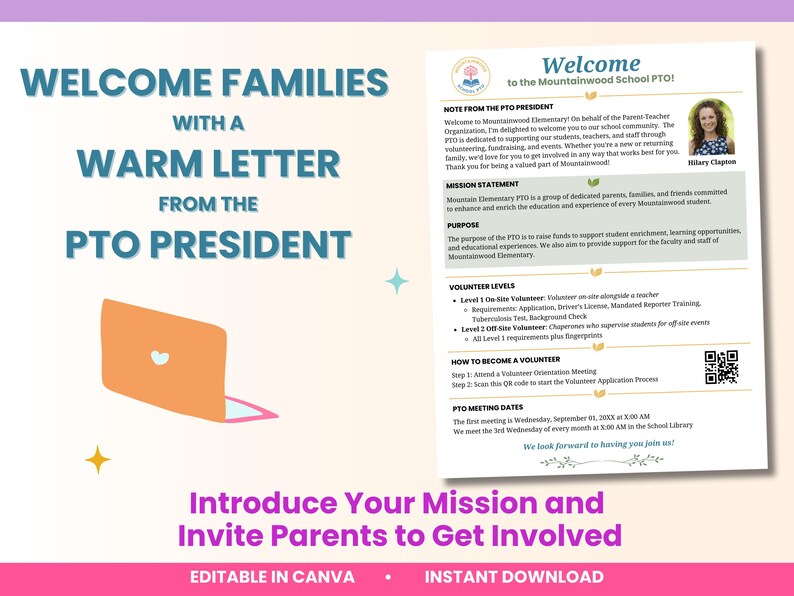 Editable PTO Room Parent Kit | Canva Templates (instant Download) - Etsy
