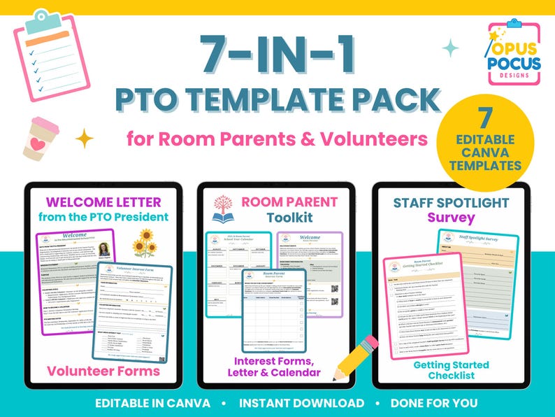 Editable PTO Room Parent Kit | Canva Templates (instant Download) - Etsy