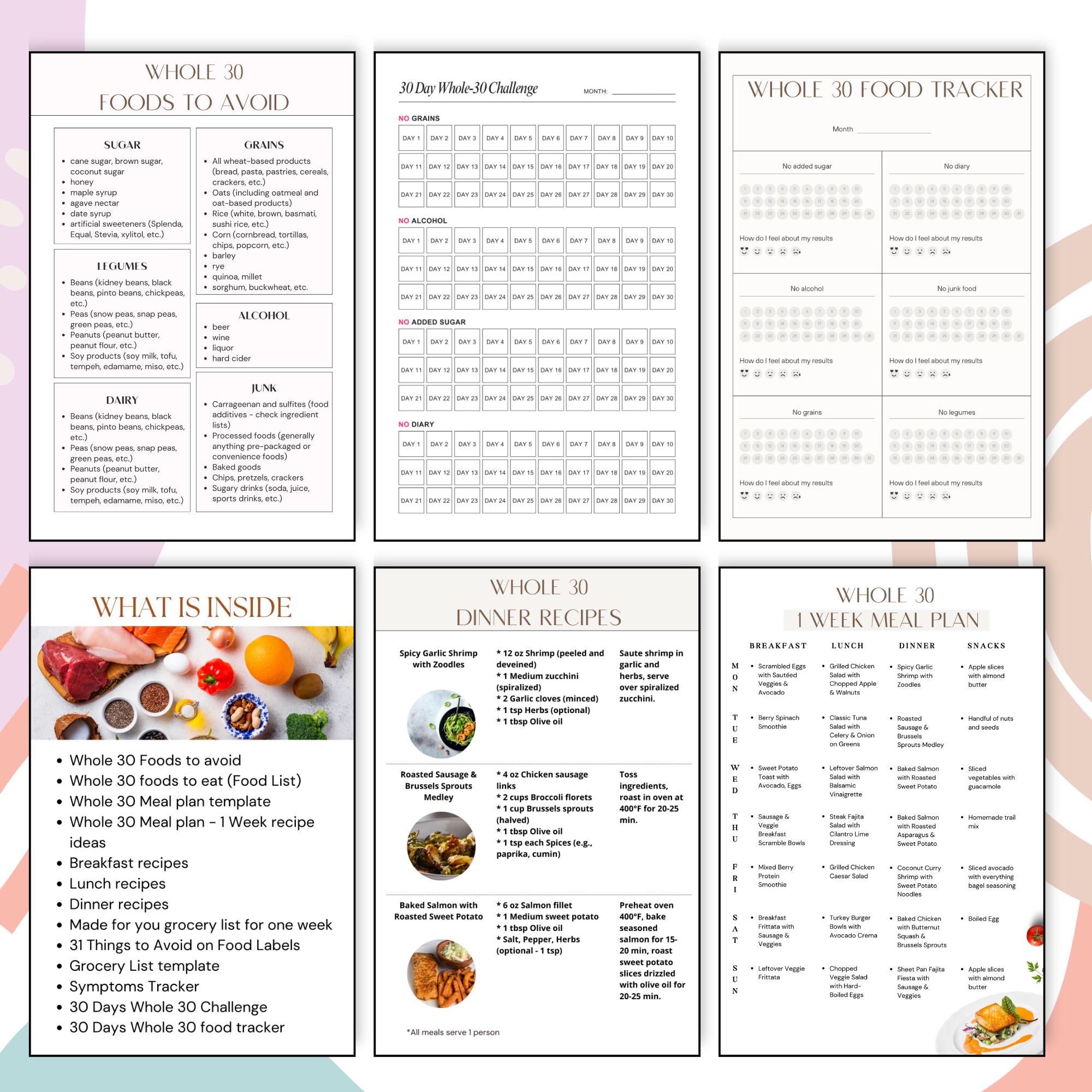 Whole30 Diet Tracker | Whole30 Meal Plan and Recipes | Foods to Eat ...