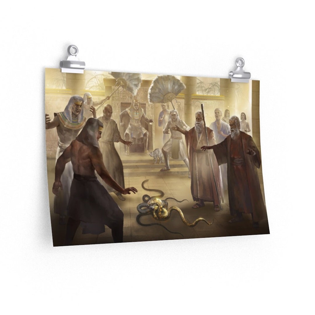 Moses & Aaron Confront Pharaoh Christian Art Premium Matte Horizontal ...