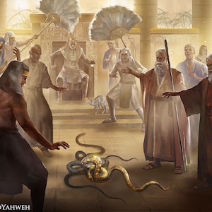 Moses & Aaron Confront Pharaoh Christian Art Premium Matte Horizontal ...