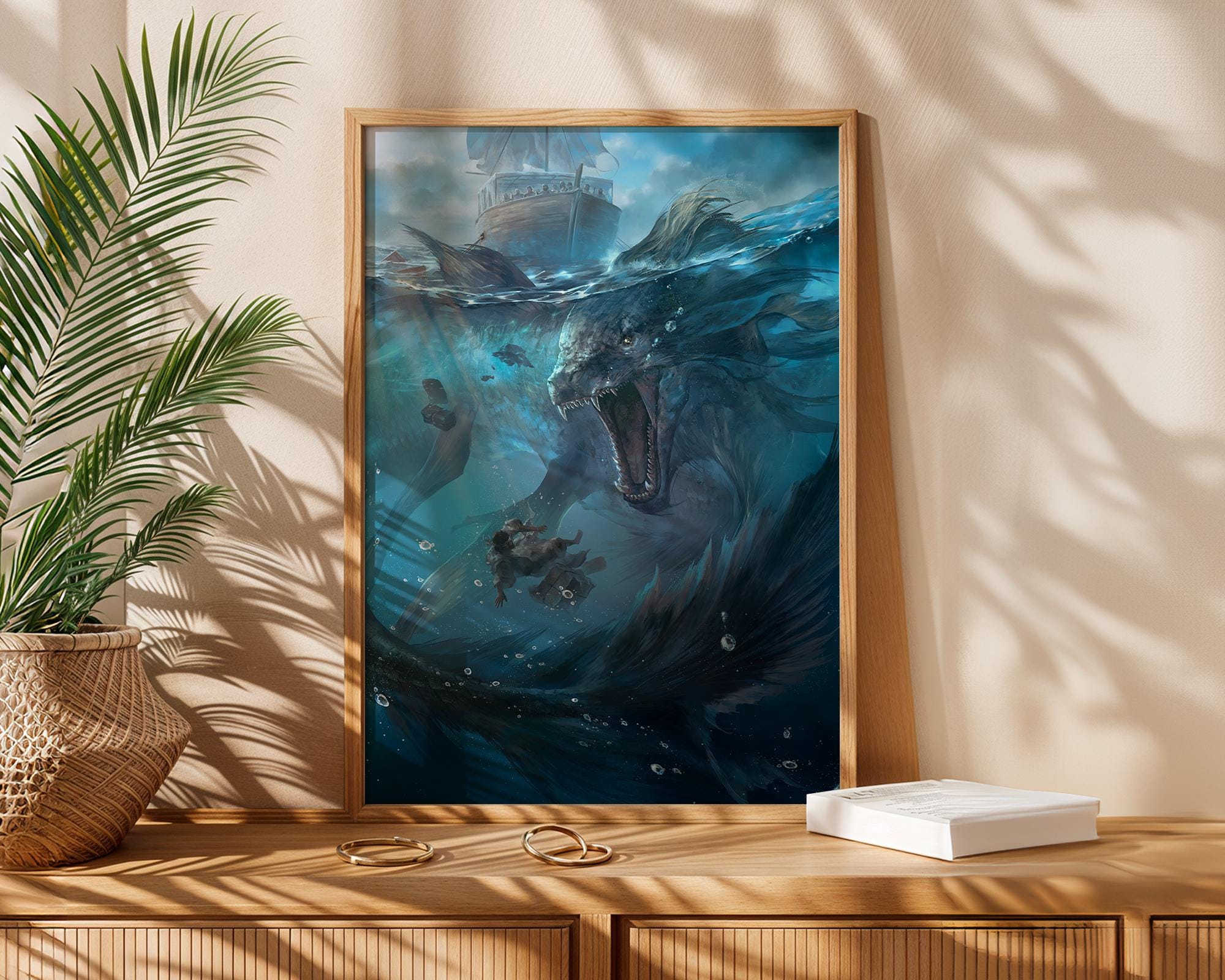 Jonah & the Sea Beast Vertical Poster Print Bible Wall Art Religious ...