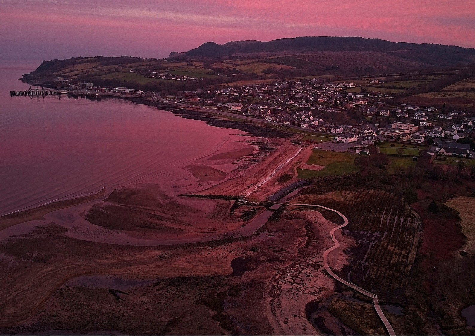 Brodick Bay and Village Sunset From the Air Isle of Arran - Etsy UK