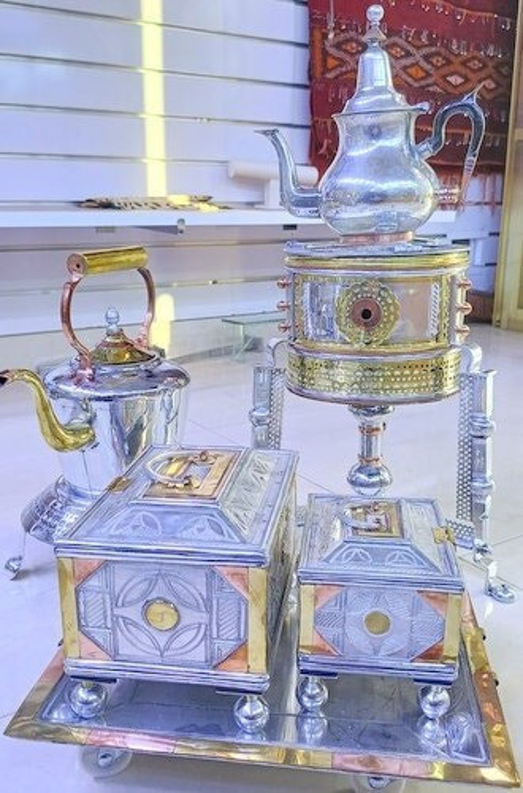 Handmade Tea Set, Traditional Tea Set, Set of 2 Teapots, a Tray, Boxes ...