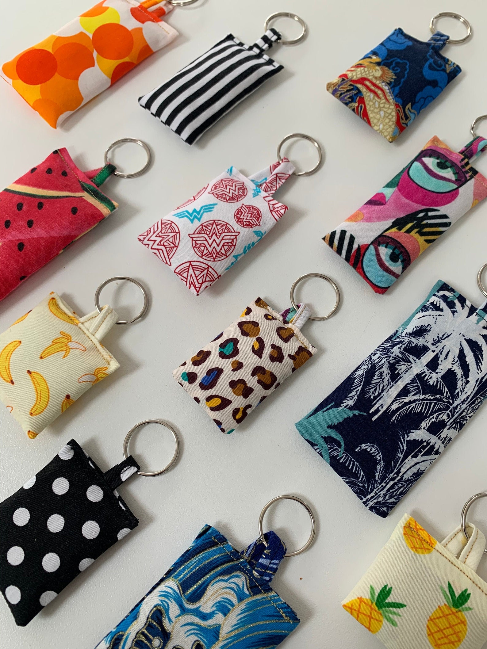 Cotton Fabric Padded Keyring Various Designs Medium Size - Etsy