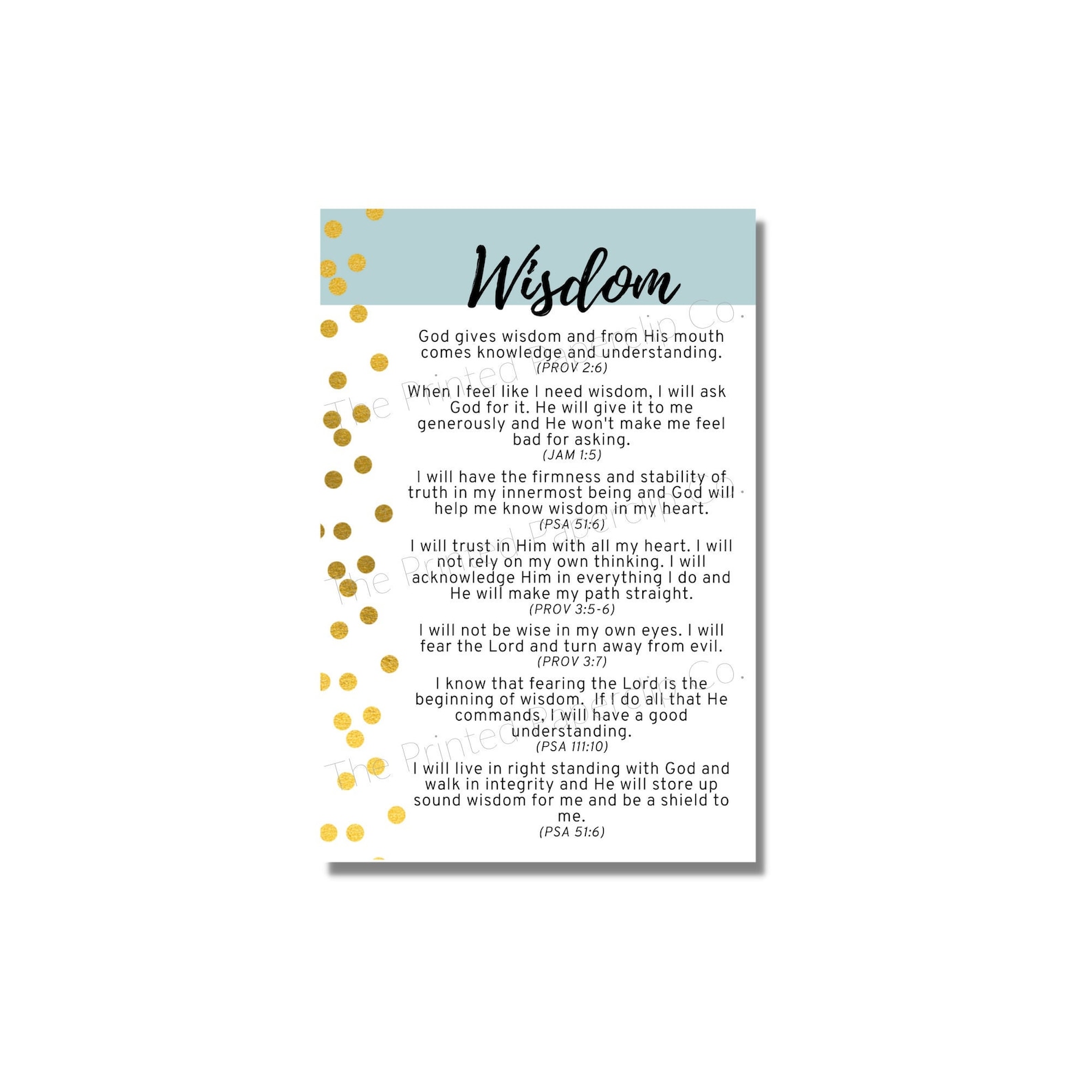 Printable Wisdom Scripture Card, Scriptures for Wisdom - Etsy