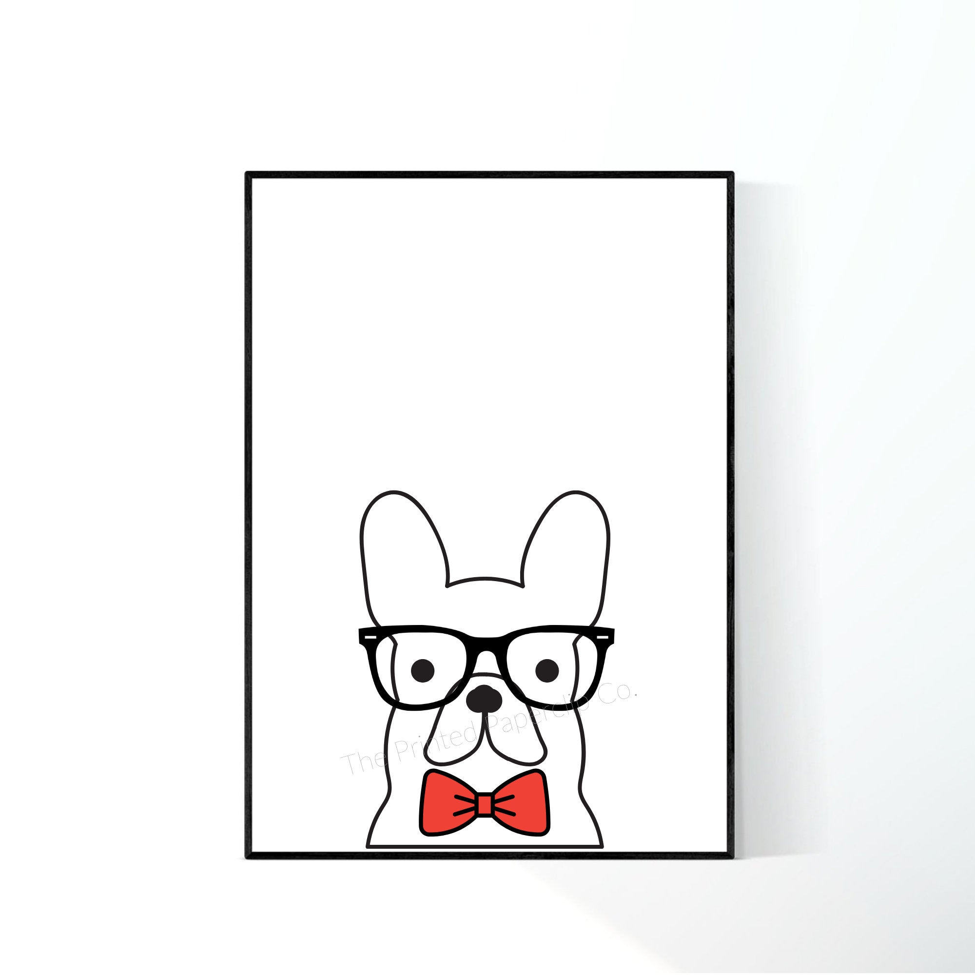 Set of 3 Smart Puppy Printable Art Dogs With Glasses and Ties - Etsy