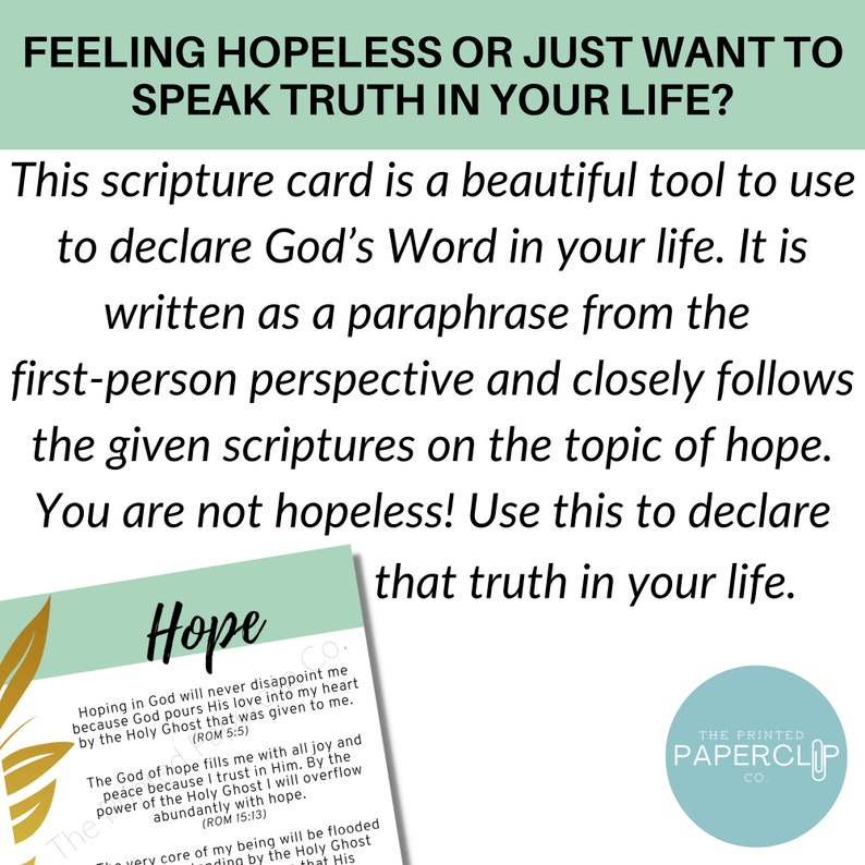 Printable Hope Scripture Card, Scriptures for Hope - Etsy