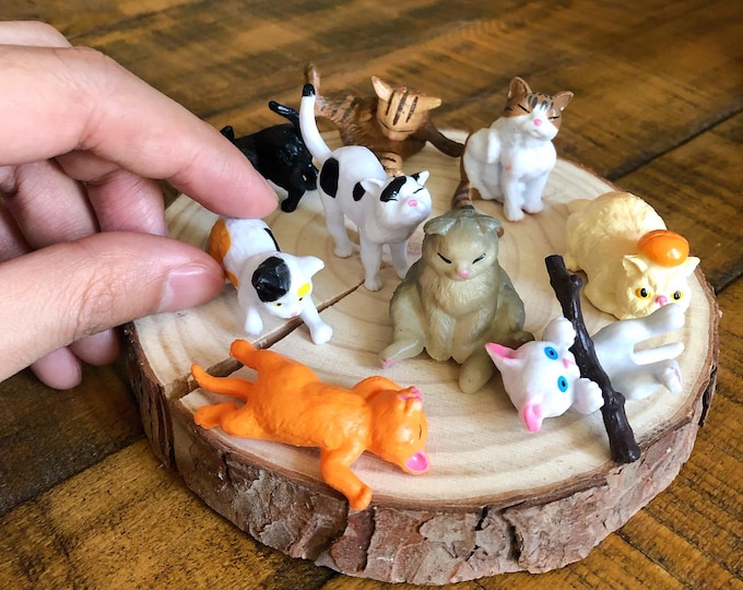 Super Cute Cat Figurines, Set of 9, Kitty Miniatures, Cat Miniatures - Etsy