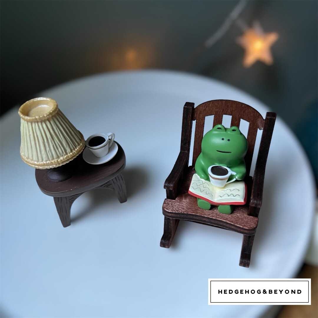 Super Cute Cozy Frog Figurine, 2" Tall, Set of 3 (frog, Chair, Lamp ...